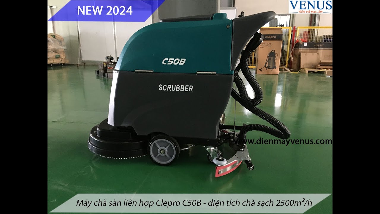 Máy đánh sàn liên hợp ắc quy Clepro C50B siêu mạnh mẽ cho nhà xưởng ...