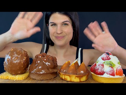 CHOCOLATE MOUSSE CAKES & TARTS | MUKBANG | ASMR | EATING SOUNDS