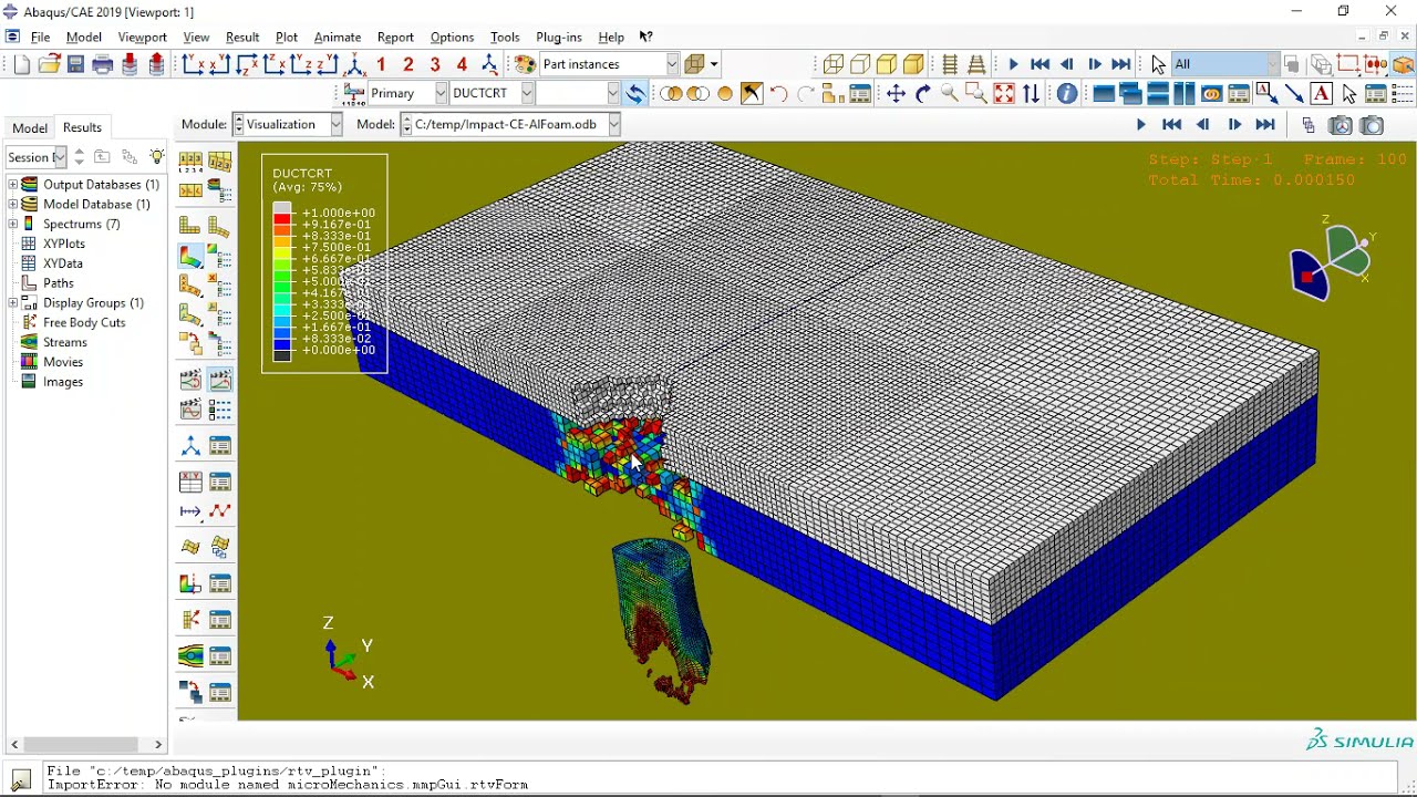 Simulation steel bullet impact to the armor panel(Ceramic- Aluminum ...