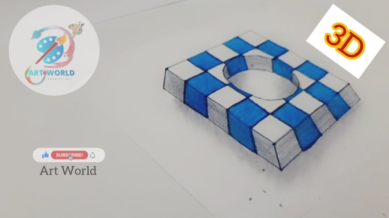 How to draw an easy 3D drawing 😱💙🎨#art #drawing #3d - YouTube