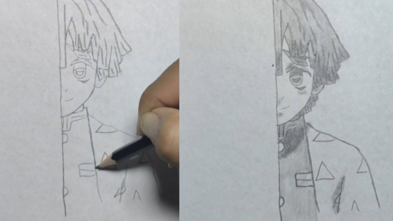 Drawing half Zenitsu demon slayer | how to draw | drawing pencil - YouTube