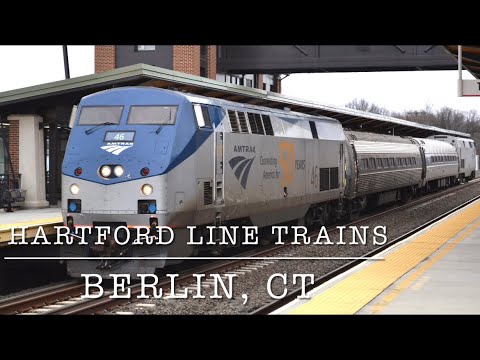 Hartford Line trains in Berlin with Amtrak & CT Rail - YouTube