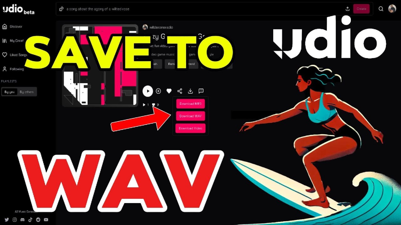 UDIO - NEW SAVE TO WAV FEATURE | Export your projects in WAV form now ...