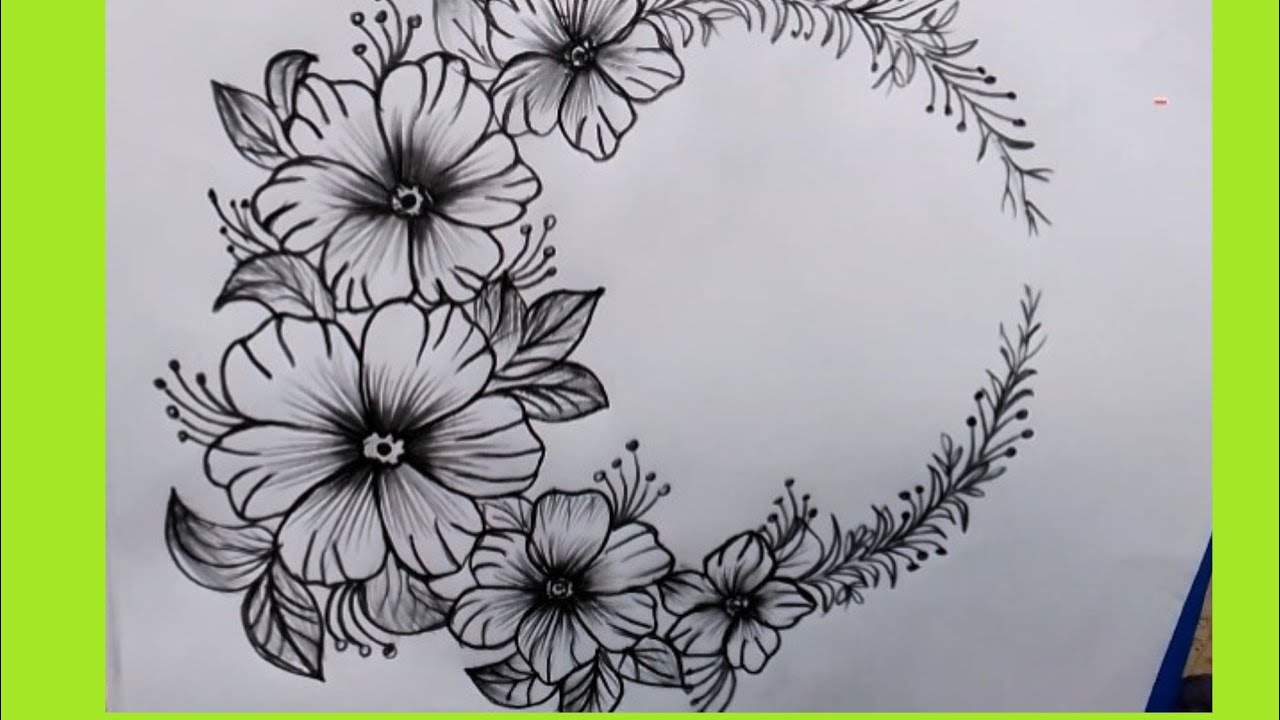 flower design ||ফুল দিয়ে নকশা তৈরি || sanjana drawing Academy - YouTube