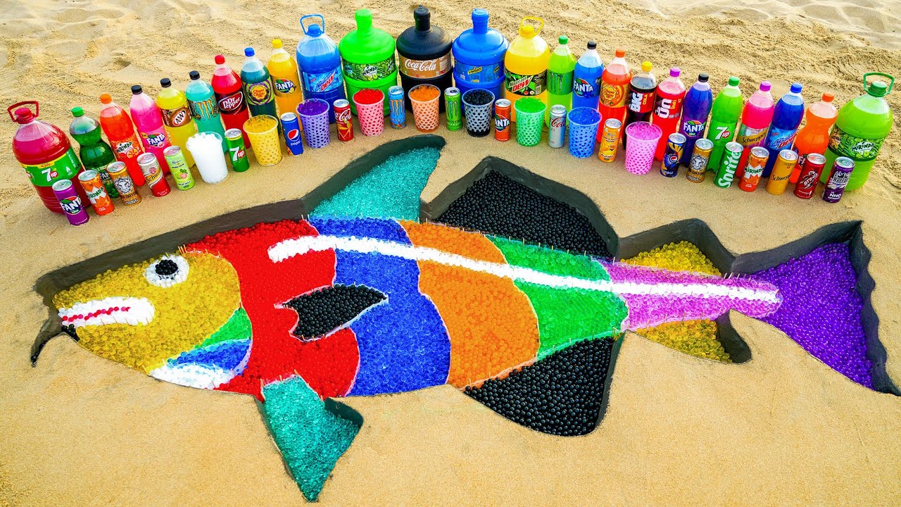 How to make Rainbow Cod Fish with Orbeez Colorful, Big Coca-Cola vs ...
