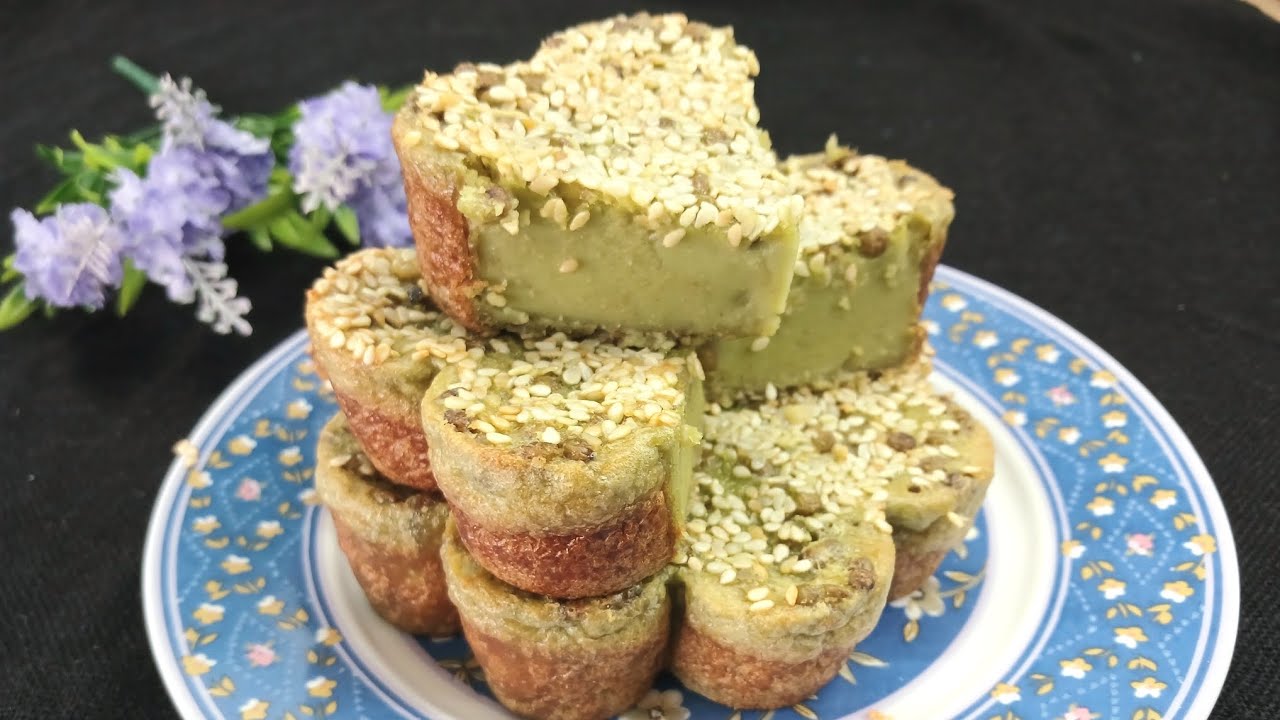 kuih Bakar kacang Hijau / Bingka Kacang Hijau Tanpa Tepung Gandum ...