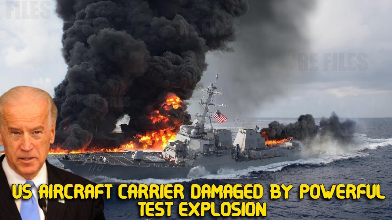 US aircraft carrier damaged by powerful test explosion - YouTube