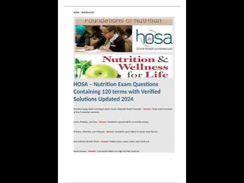 HOSA – Nutrition Exam Questions Containing 120 terms with Verified Solutions Updated 2024 - YouTube