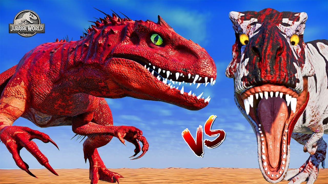Jurassic World Evolution 🌍 Red Demon Spinosaurus vs T-Rex vs Indominus ...