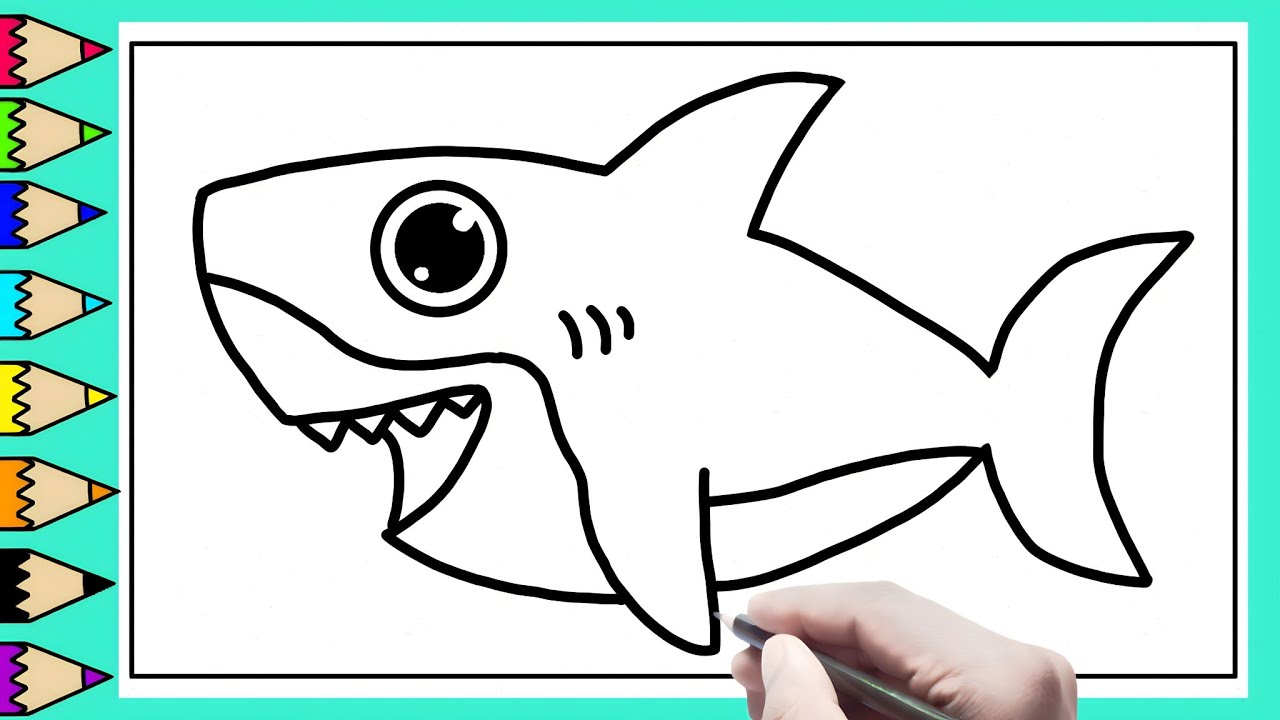 How to draw a shark easy step by step || Baby shark drawing for kids ...