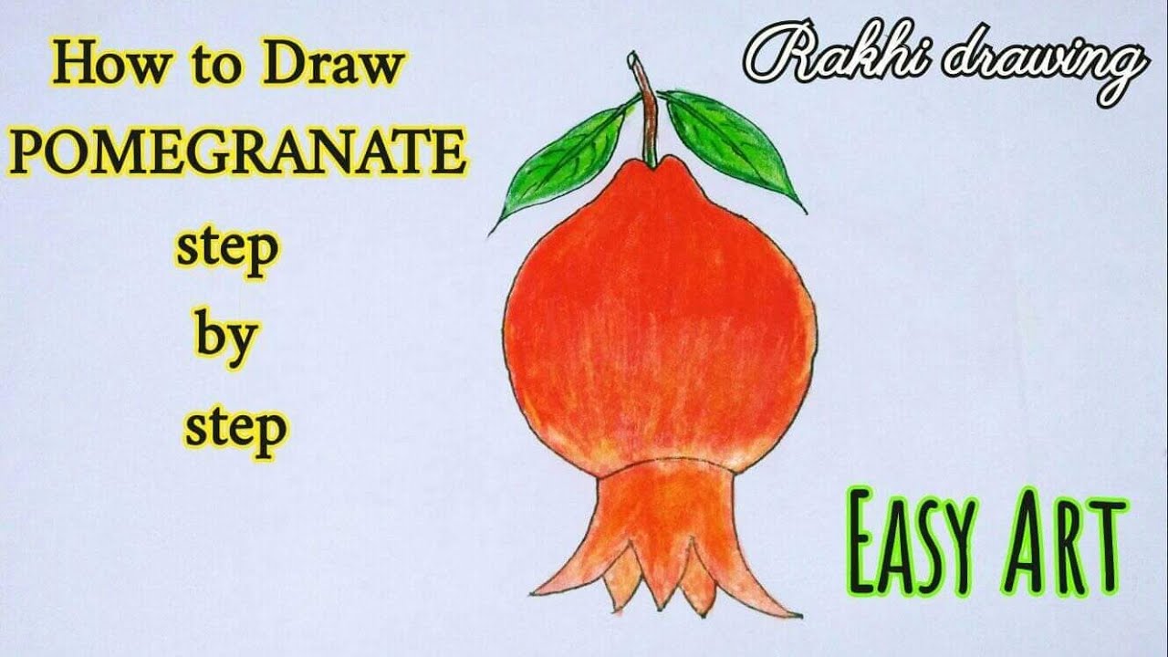 How to Draw Pomegranate | step by step very easy | Dalim Aka - YouTube