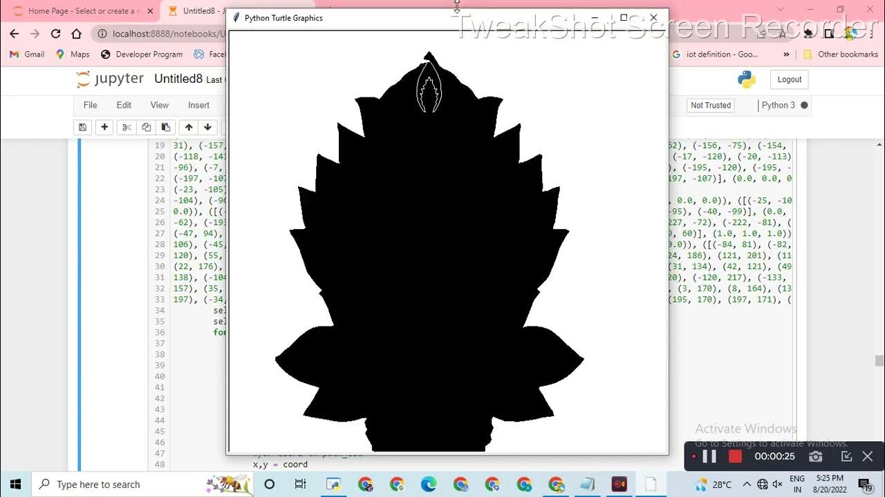 b n w crown Drawing in Python || Python turtle library || Python for beginners - YouTube