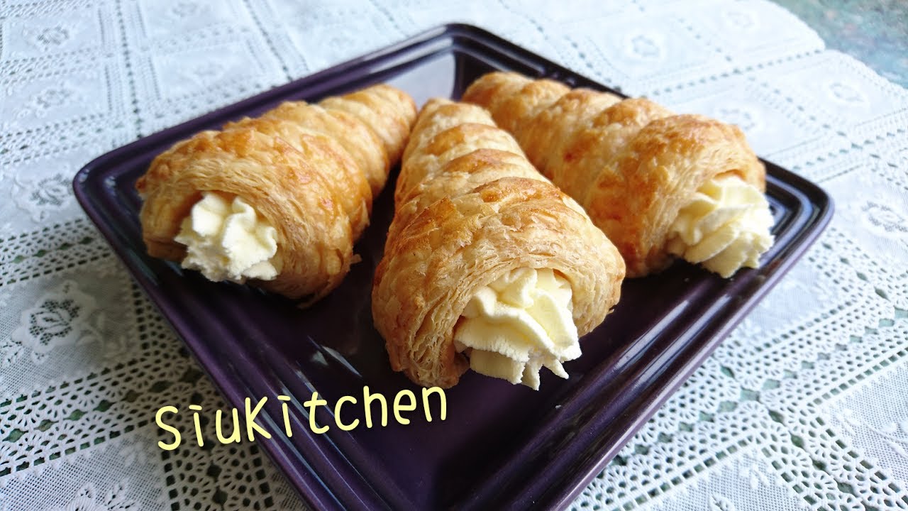 [Eng-Recipe] How to make Cream Puff Pastry Cones (酥皮忌廉卷筒) - YouTube