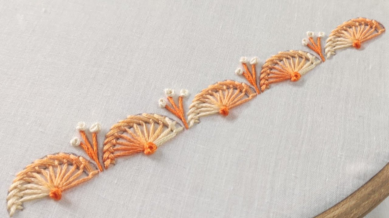 Hand Embroidery Easy & Elegant Border Design for Dress Sleeves, Edges ...