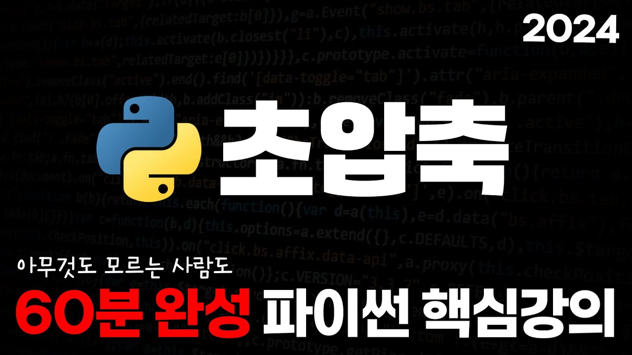 단 60분 파이썬 핵심 개념 초압축 강의 이론보다 이해 중심 Youtube