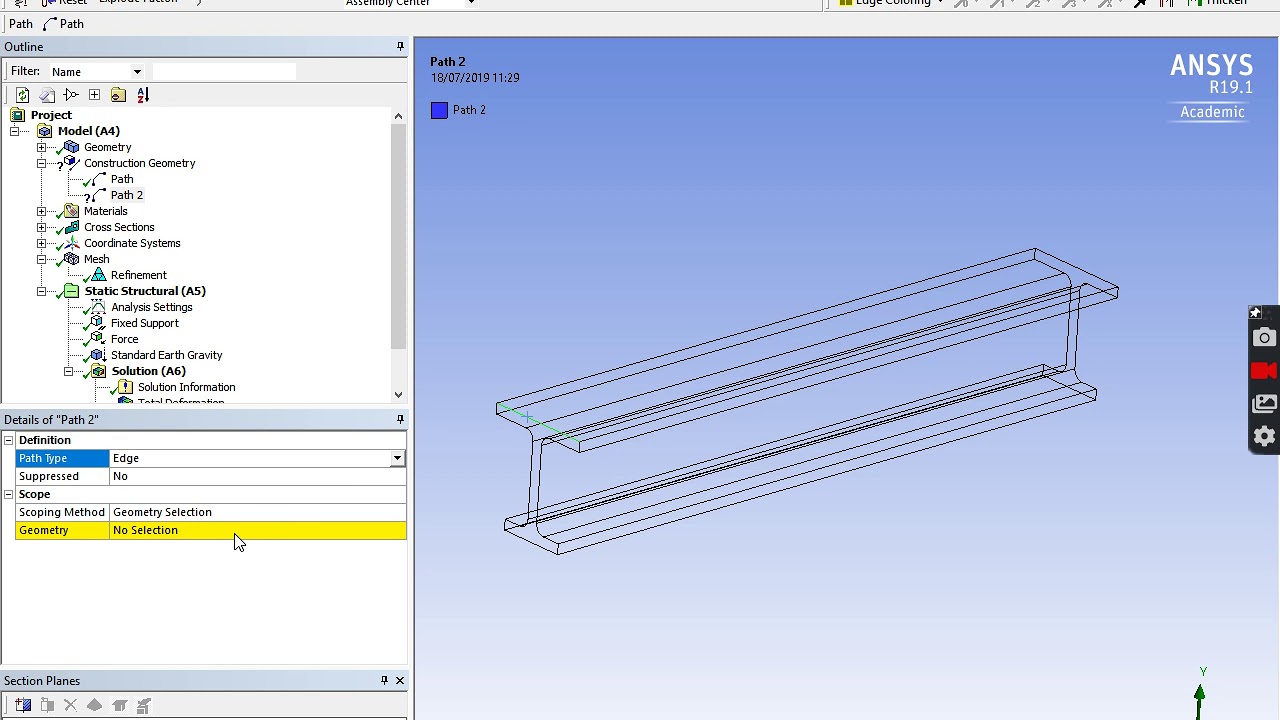 Step 3 - ANSYS Static Structual - I Beam - YouTube