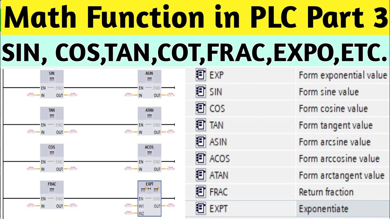 Math Function in PLC Tia portal lecture 3 full details in hindi Best ...