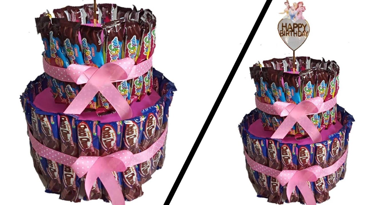 DIY 2 LAYER CANDY CAKE TOWER | BIRTHDAY GIFT TUTORIAL | Shara's DIY ...