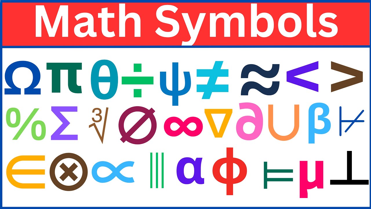 List Of Math Symbols || Essential Mathematical Symbols Vocabulary - Youtube