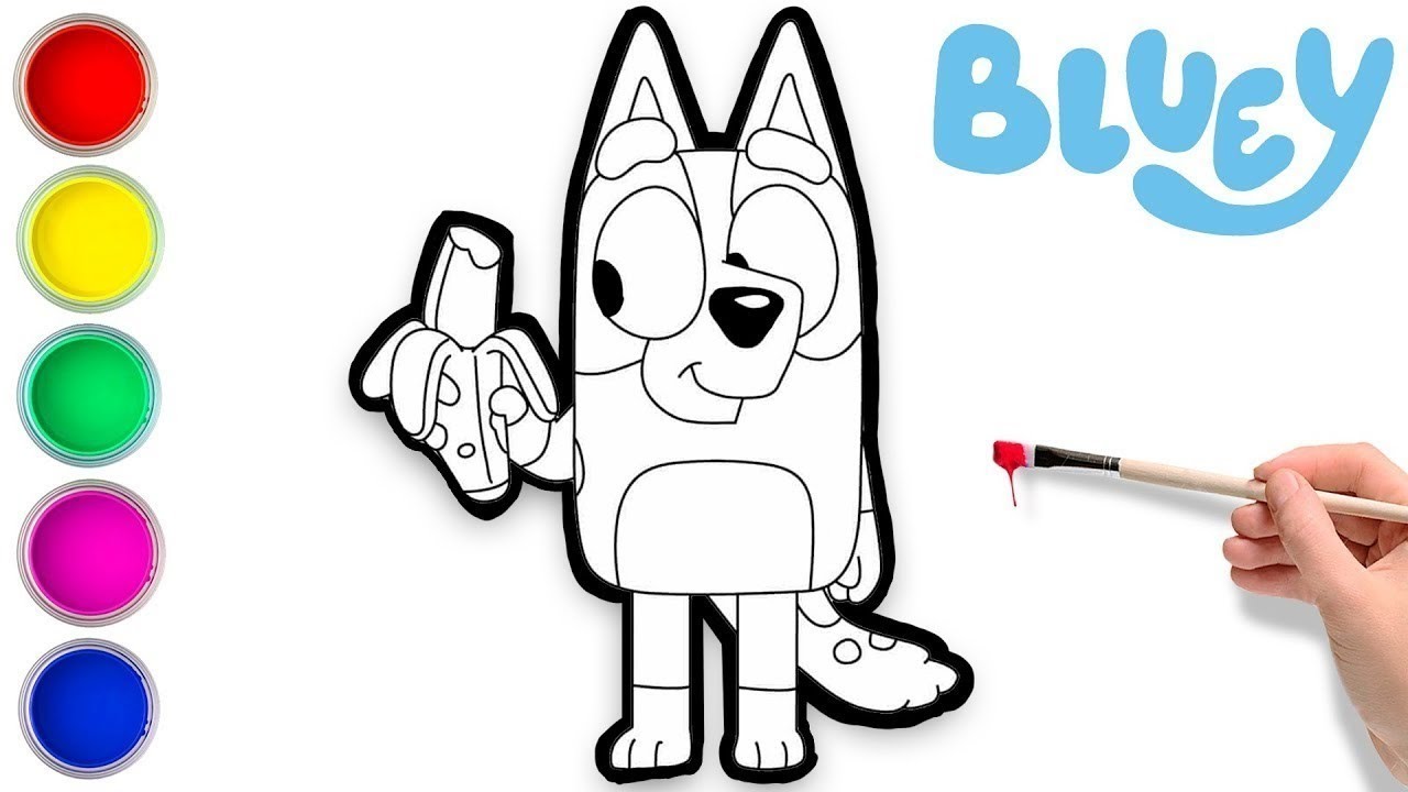 how to draw Bluey l Bluey drawing l colorful 💚💜 drawing l drawing for ...
