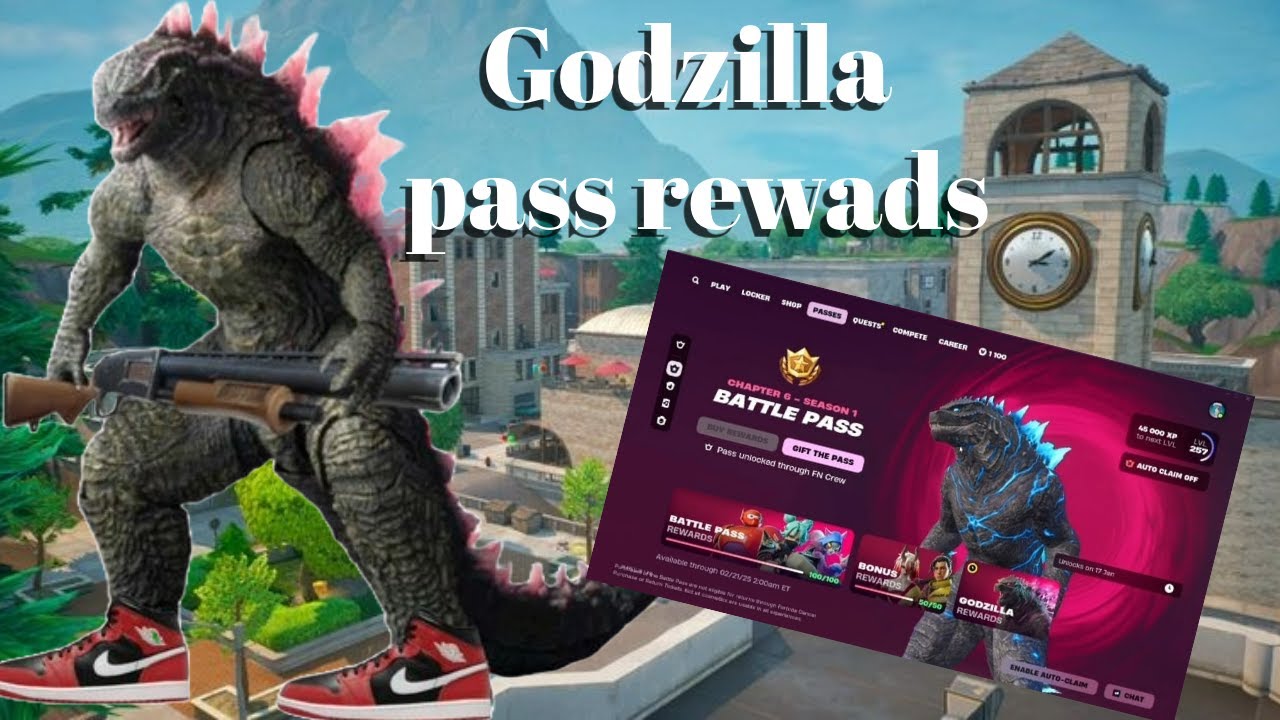 Godzilla X Fortnite‼️🤯All Battle pass rewards🙌🔥#fortnite #godzilla ...