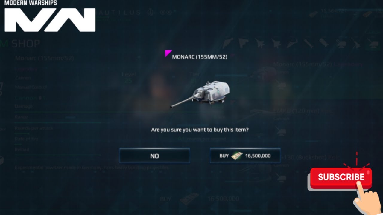 Modern Warships Monarc Cannon (155mm/52) - YouTube