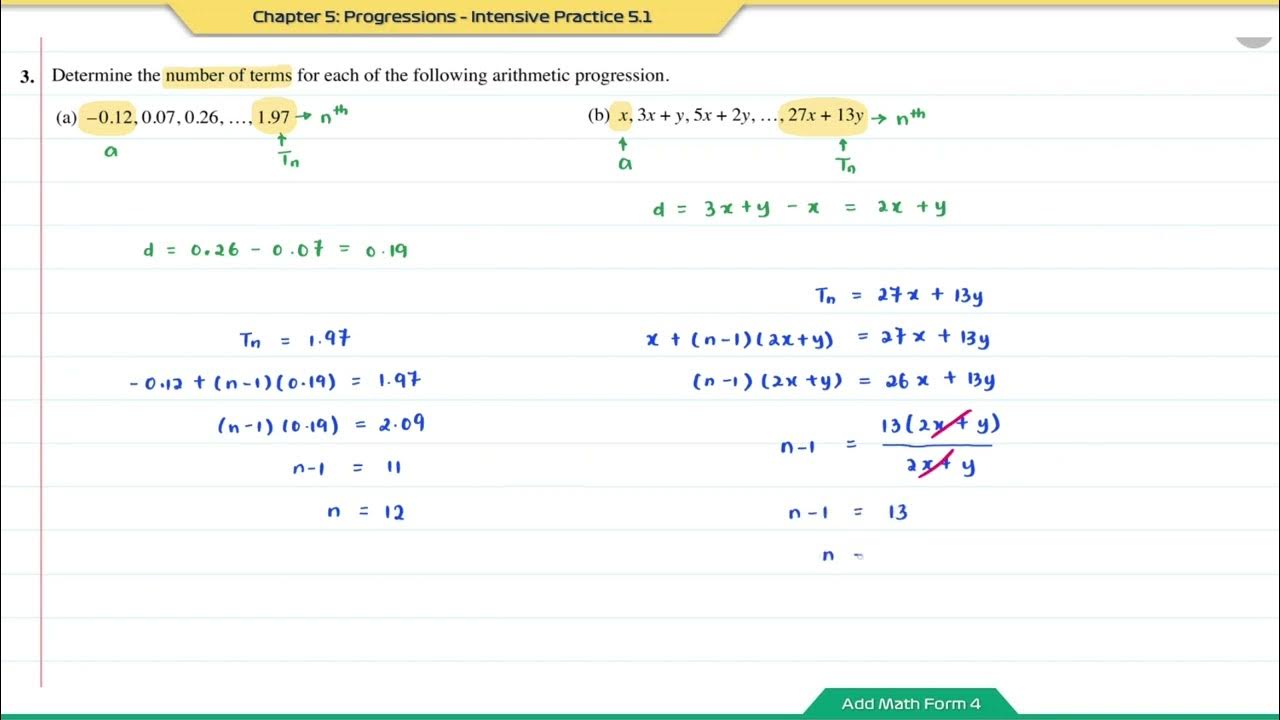Add Math Form 4 - Chapter 5: Progressions - Intensive Practice 5.1 ...