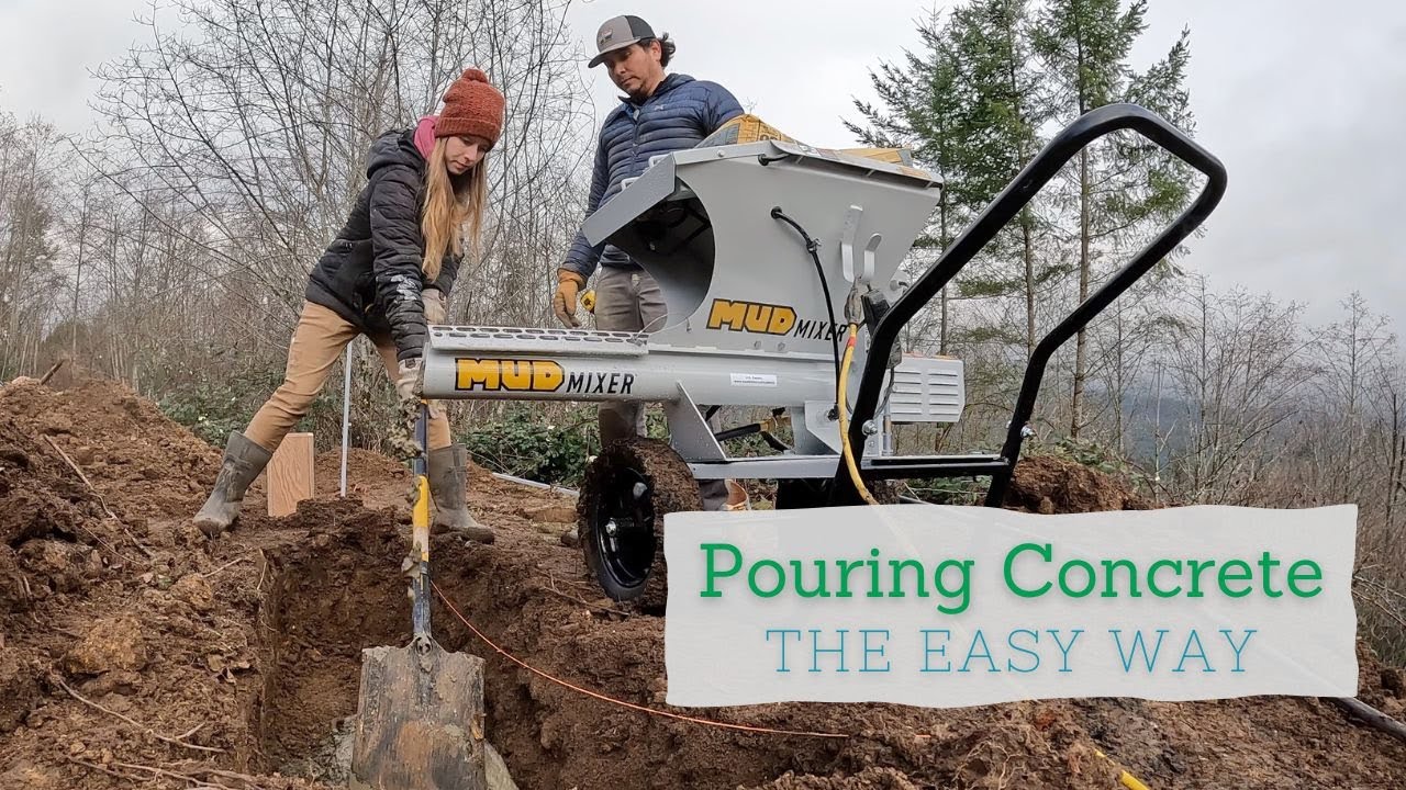 Pouring Concrete with the MUD MIXER || Tiny House Ep. 11 - YouTube