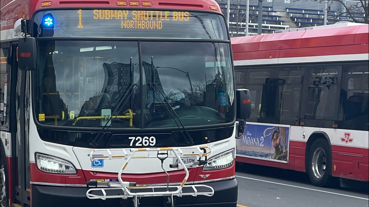 TTC Bus Ride XDE40 7269 Line 1 Shuttle Northbound From St.George Stn to ...