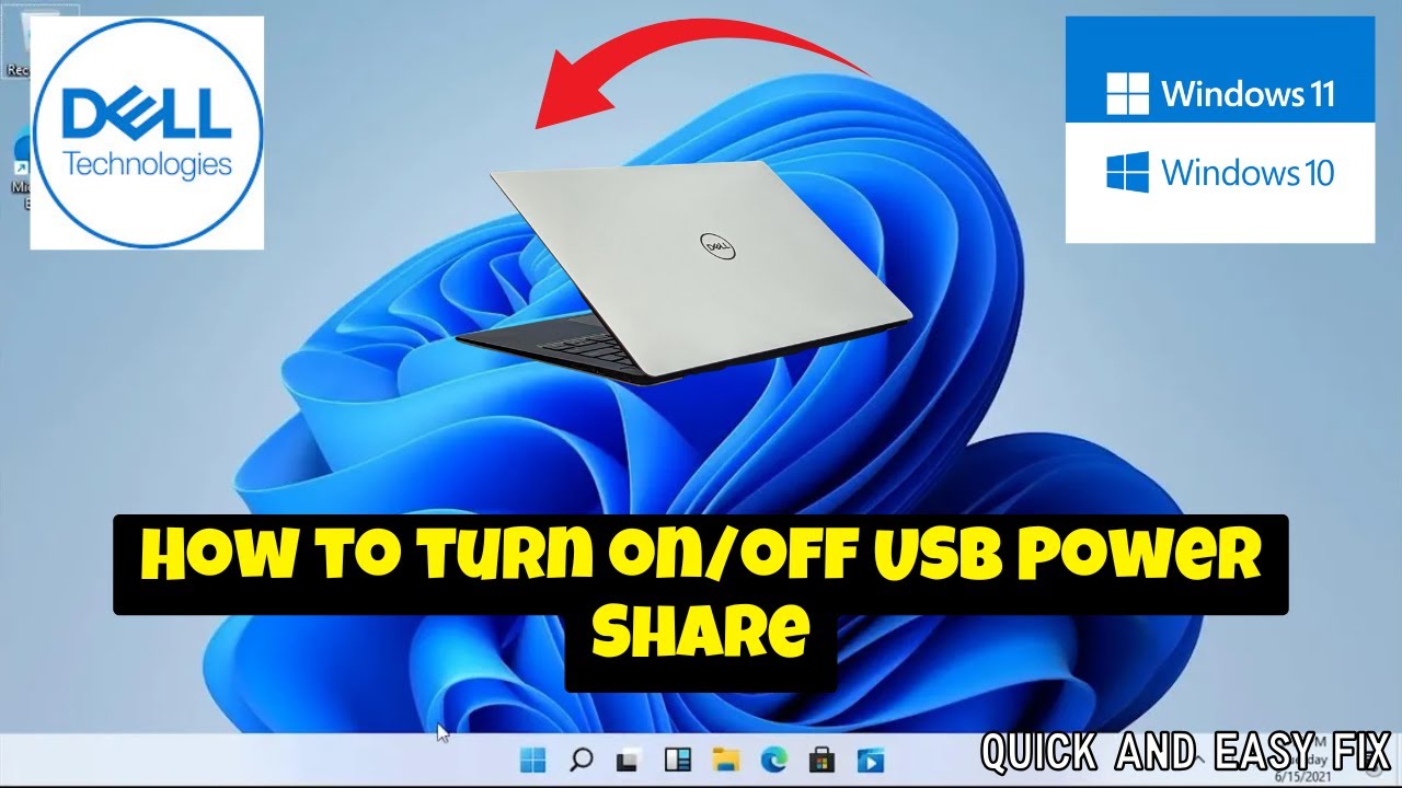 How to turn on/off USB Power Share Dell Laptop Windows 10/11 (new ...