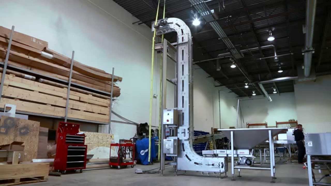 Feed Hopper & Transfer Conveyor for Filler Infeed - YouTube