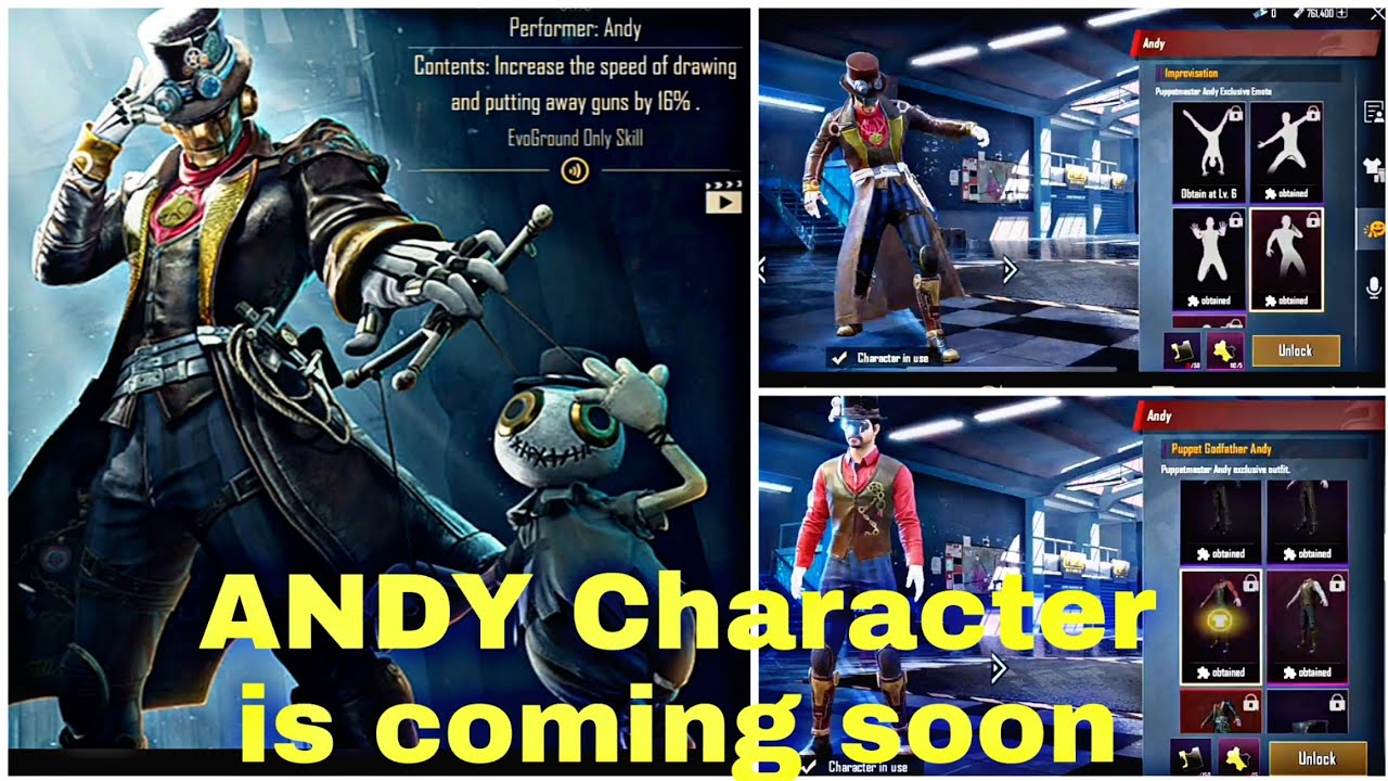 Andy Character in pubg mobile | Andy character release 13 June | - YouTube
