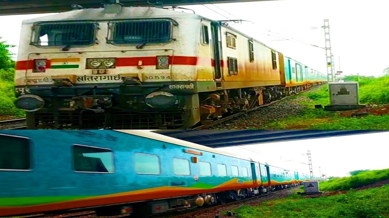 20822 Santagrachi-Pune Humsafar Express with SRC WAP-7 at Badnera ...