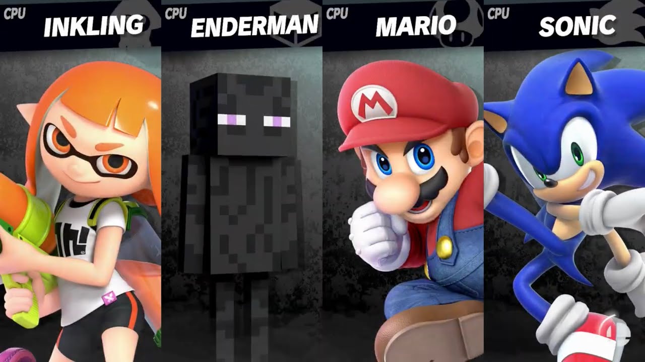 Super Smash Bros. Ultimate - Inkling vs. Enderman vs. Mario vs. Sonic ...