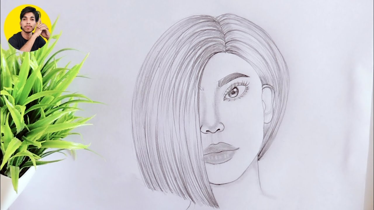 how to draw a girl with short hair - step by step // pencil sketch ...