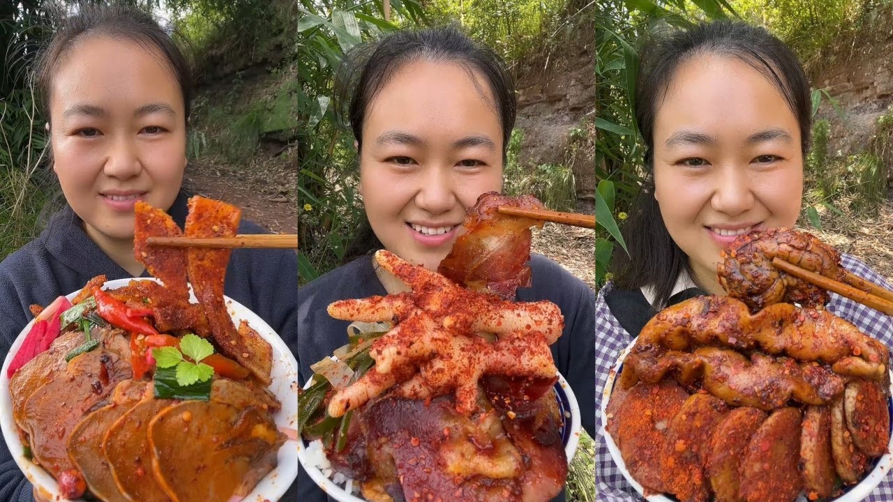 【MUKBANG】Spicy Chicken Feet, Pork Brain & Intestines Challenge! 🌶️ ...