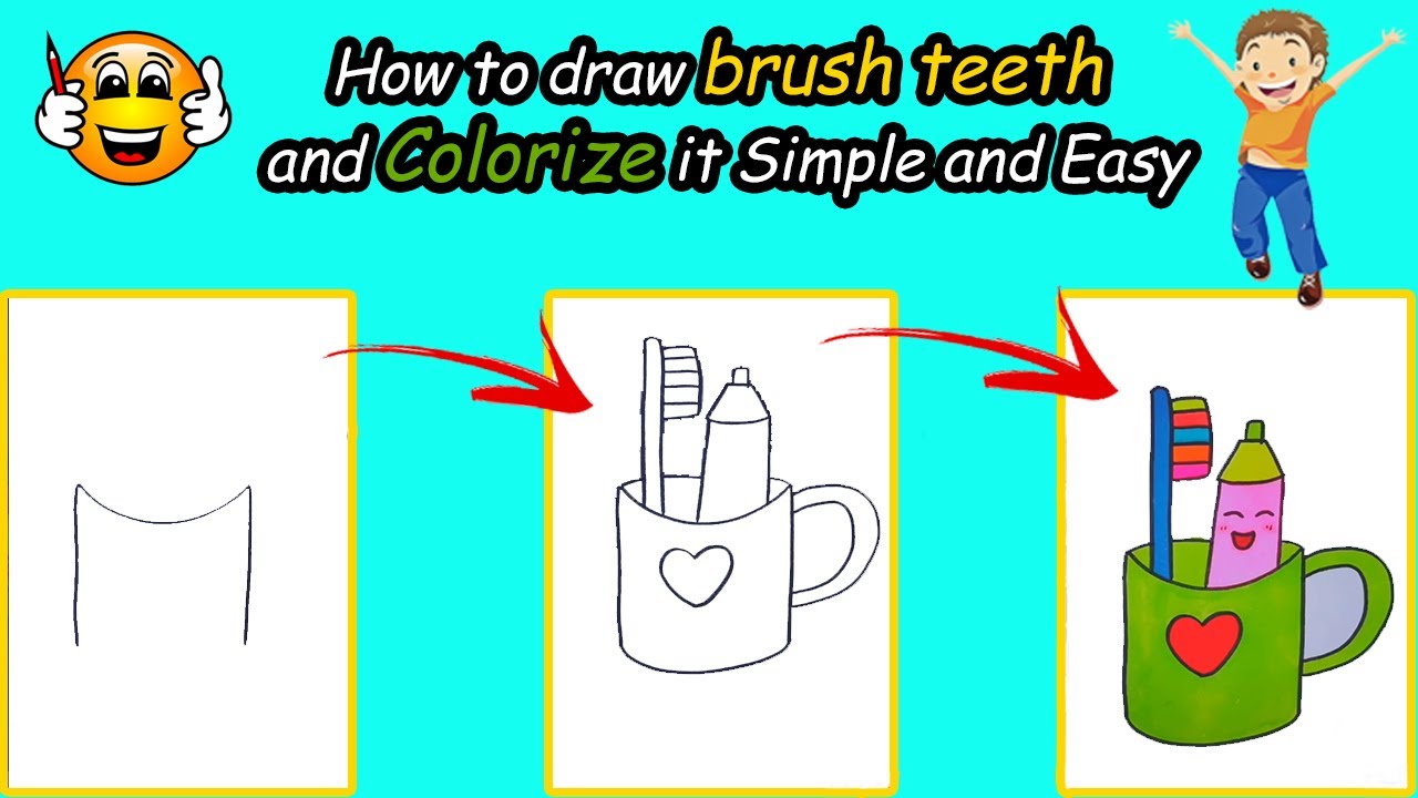 How to Draw Tooth Brush and Colorize It Simple and Easy - Drawing4Kids ...