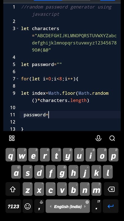 JavaScript Simple Password Generator#javascript#shorts - YouTube