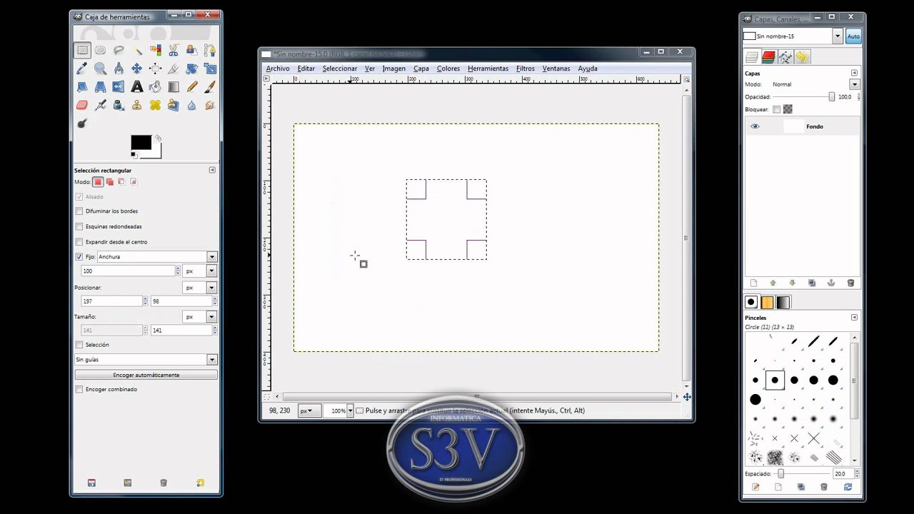 Gimp - Seleccion rectangular y eliptica - YouTube