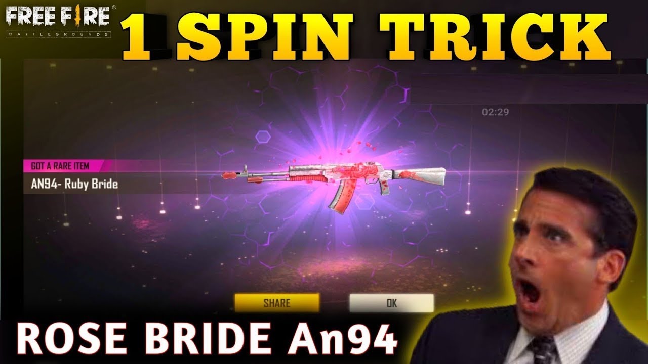 NEW WEAPON ROYALE FREE FIRE | NEW AN94 ROSE BRIDE SKIN | 1 SPIN TRICK ...