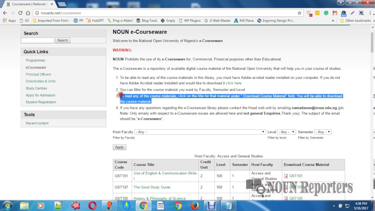 NOUN e-Courseware Portal & How To Download NOUN Course Materials - YouTube