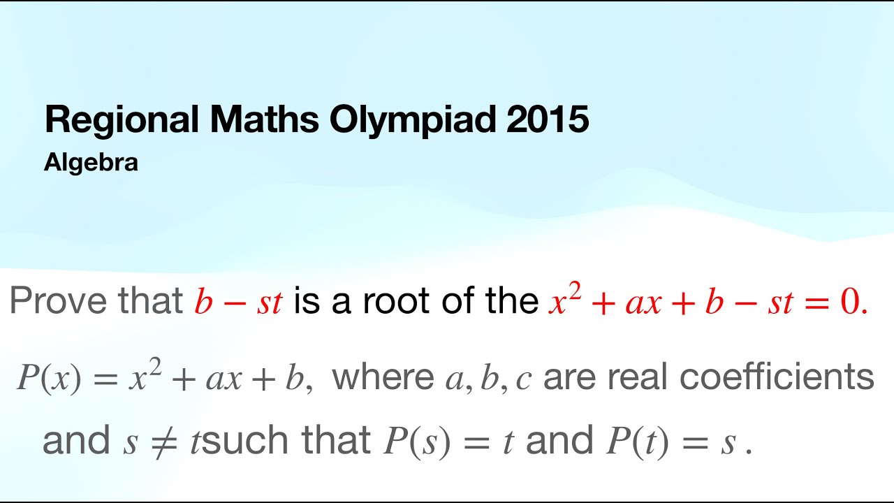 Regional Maths Olympiad Question 2015 Paper 2 - YouTube