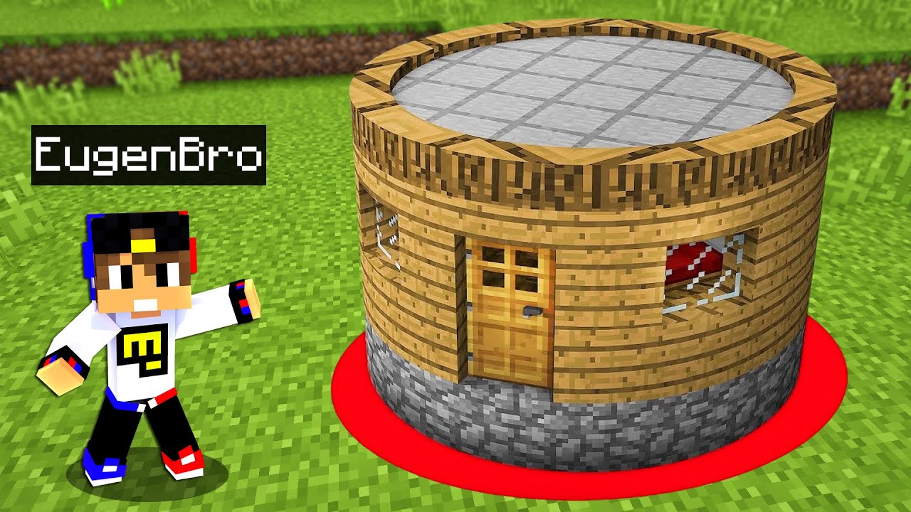 VILLAGER and I built a ROUND HOUSE inside the RED CIRCLE in Minecraft ...