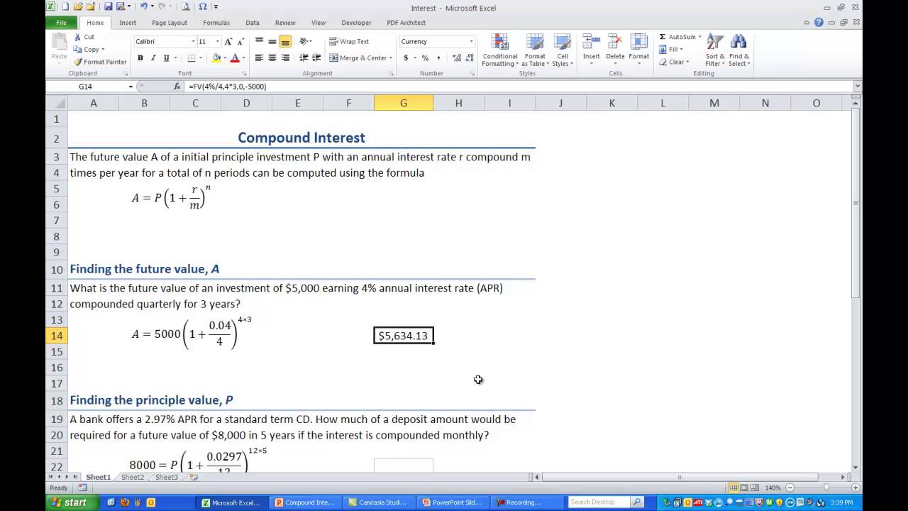 Excel Formulas for Compound Interest - YouTube