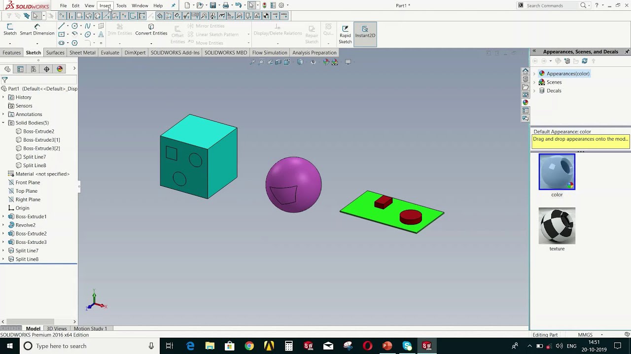HOW TO SPLIT A FACE IN SOLIDWORKS - YouTube