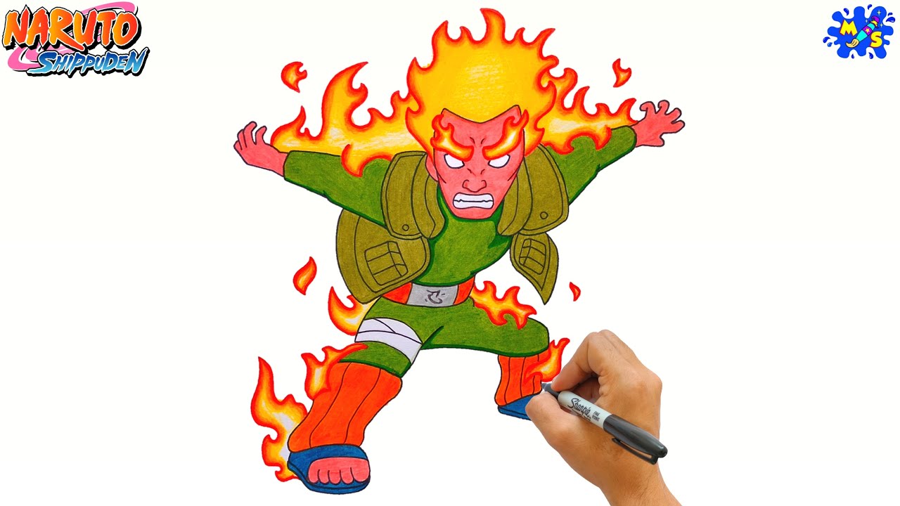 Might Guy 8 Gates Drawing || How to Draw Might Guy 8 Gates Step by Step ...