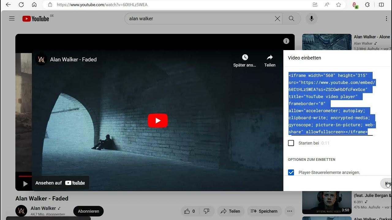 HTML Video von Youtube einbinden - YouTube