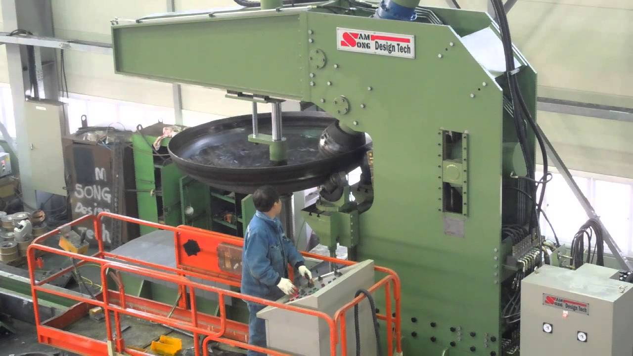 Dish end flanging machine - YouTube