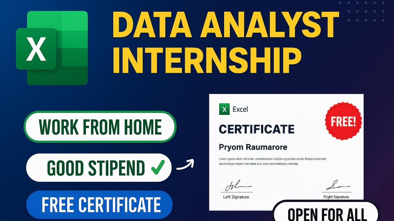📢 Data Analyst Internship 2025 | Work From Home 🏠 | Free Certificate 🎓 ...