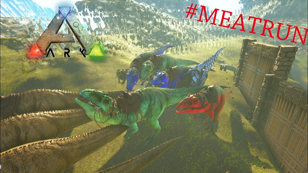 ARK - HUGE MEATRUN! GIGAS! ARK RAID/ATTACK - ARK SURVIVAL EVOLVED - YouTube